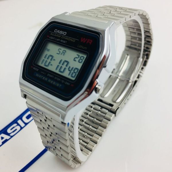 Casio A159W-N1D Men's Digital Classic Steel Strap Watch | WatchCharts ...