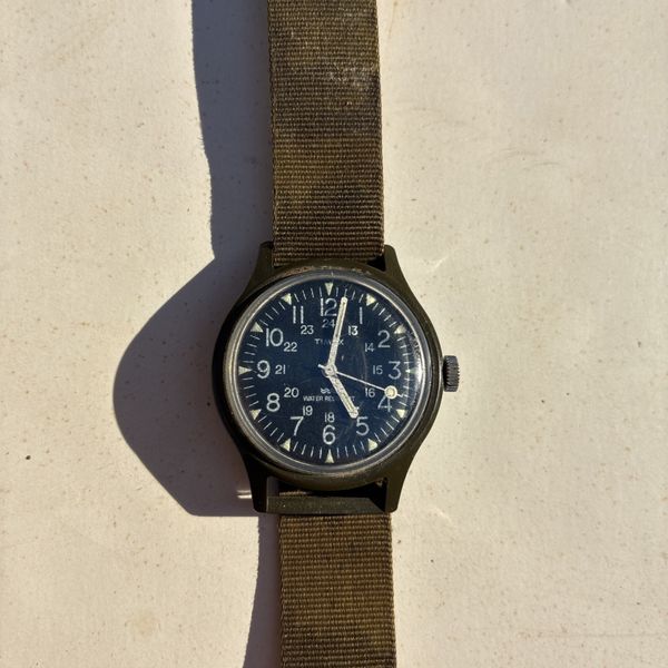 Vintage Timex Mechanical Military Field Watch 35mm Macgyver ...