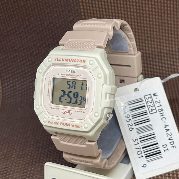 Casio W-218HC-4A2 Illuminator Pastel Pink Digital Sporty Design Casual ...