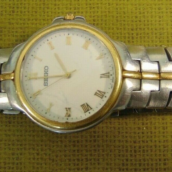 Seiko 18K Gold Men's Wristwatch 7N01-7A58 Working Watch 2002 New ...