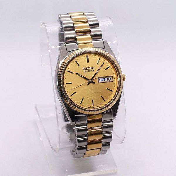 Vintage Seiko 7N43-8110 Men's Day Date Quartz Watch Two Tone | WatchCharts Marketplace