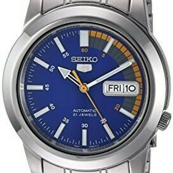 SEIKO MEN’S STAINLESS STEEL 38MM AUTOMATIC WATCH BLUE DIAL | WatchCharts