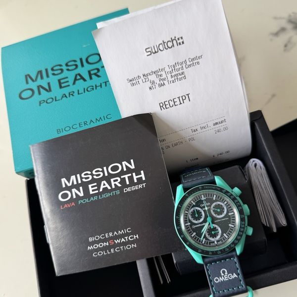 OMEGA X Swatch Moonswatch Mission To Earth Polar Lights , Receipt ...