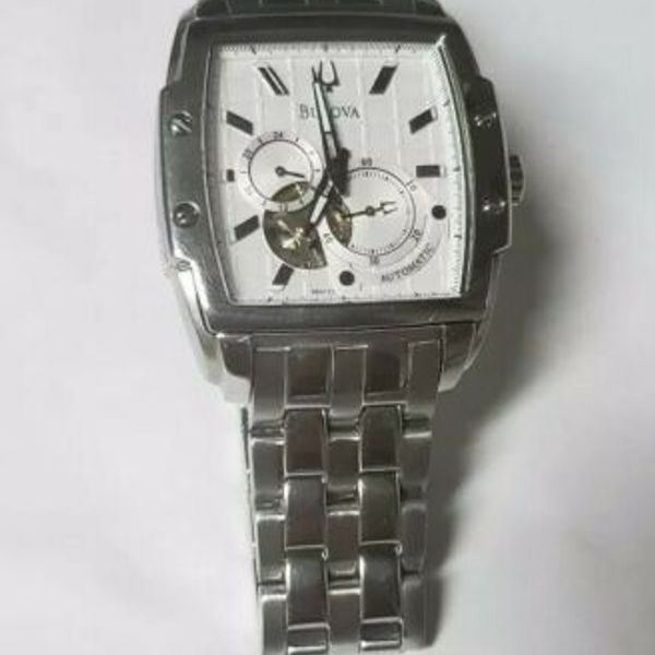 BULOVA C869968 WHITE DIAL SKELETON STAINLESS STEEL AUTOMATIC WATCH ...
