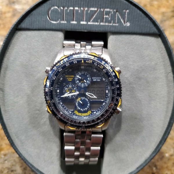 C300-Q00869 Mens Citizen Navihawk World timer BLUE ANGELS watch new ...