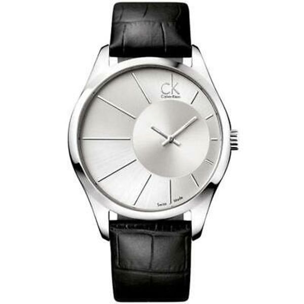 New Men's Calvin Klein CK K0S21120 Deluxe Steel & Black Leather Swiss ...