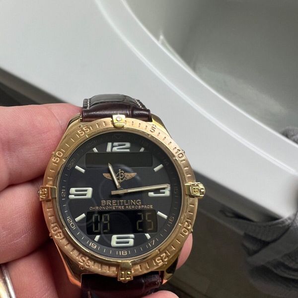 Breitling Solid 18K Gold Limited Edition Aerospace Watch Excellent ...