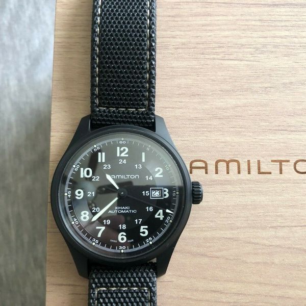Hamilton Khaki Field Titanium Men's Black Watch with Nylon Band 42mm ...