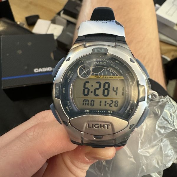 CASIO W-753-2AV Tide Graph Moon Phase Watch Brand New Working, All ...