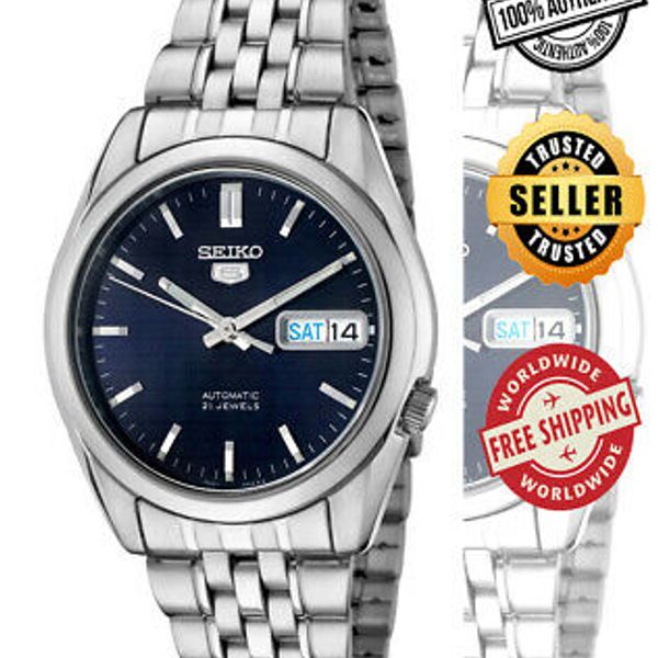 Seiko 5 Automatic SNK357 SNK357K1 Men Blue Dial Day Date Stainless ...