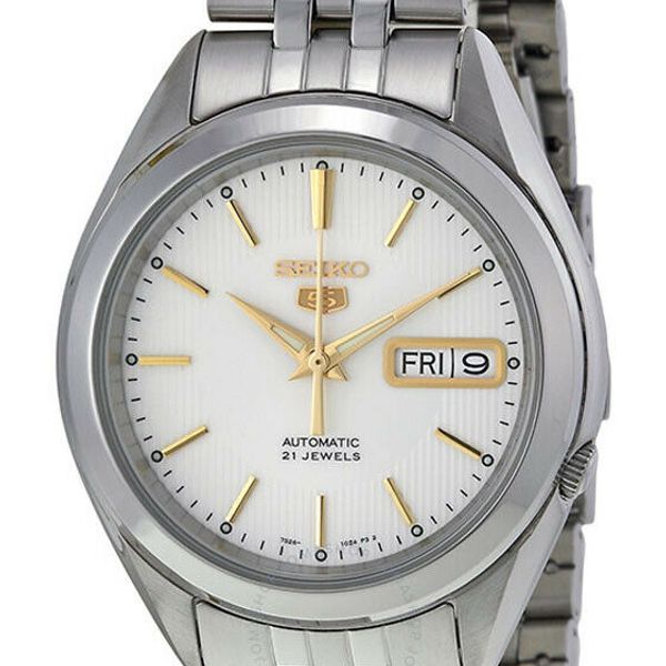 Seiko 5 SNKL17 Men's Stainless Steel White Dial Day Date Automatic ...