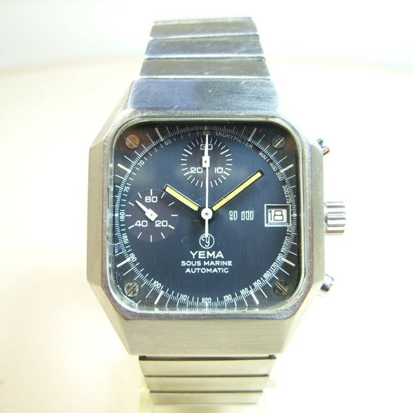 Yema y10 steel automatic chronograph valjoux 7754 vintage old watch ...