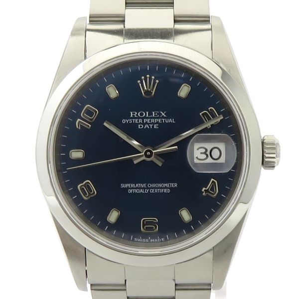 [Pre-owned] Rolex Oyster Perpetual Date Automatic Winding SS Blue Dial ...