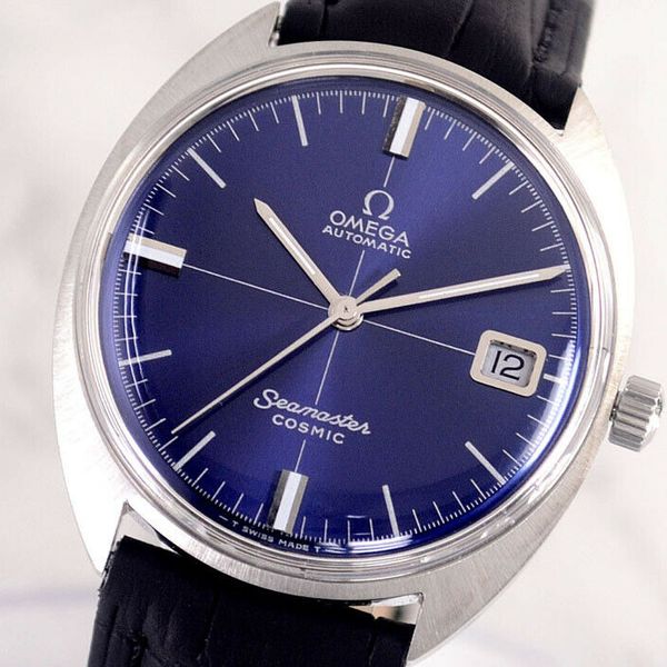 VINTAGE OMEGA SEAMASTER COSMIC AUTO CAL565 DATE BLUE DIAL MEN'S WATCH ...