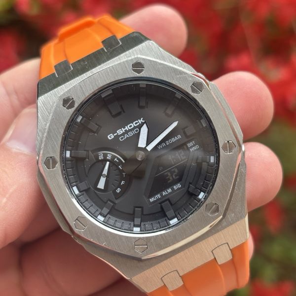 Casio GA2100 Casioak Mod Royal Oak G-Shock GA-2100 Metal Steel Black ...