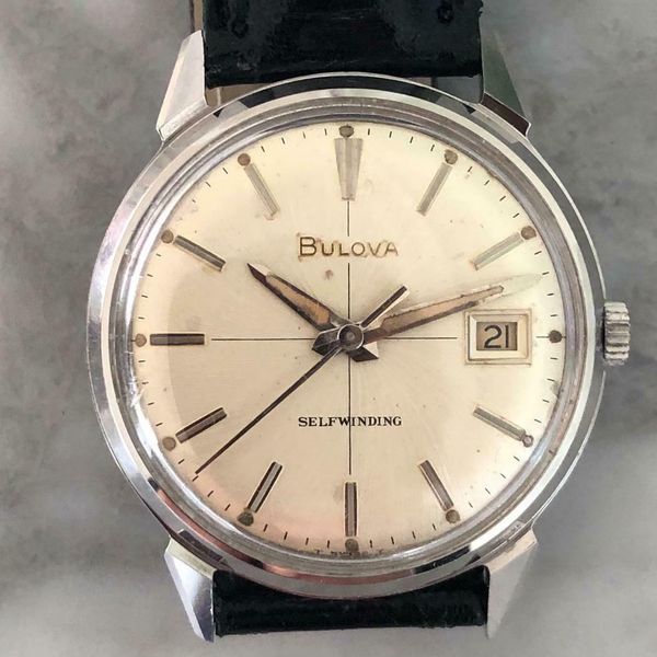 Vintage Bulova Self-winding Date All Stainless Steel Men's Wristwatch ...