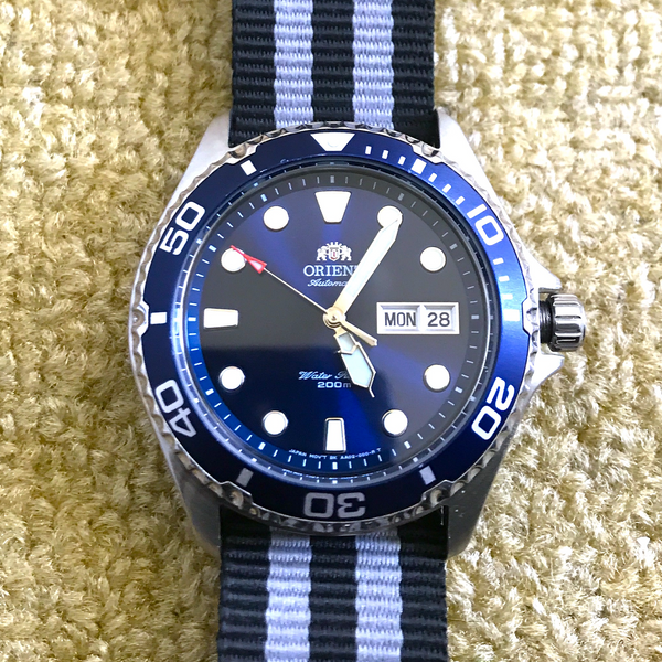 ORIENT Ray 2 Men's Diver Sport Automatic Watch Blue Dial Nato FAA02005D ...