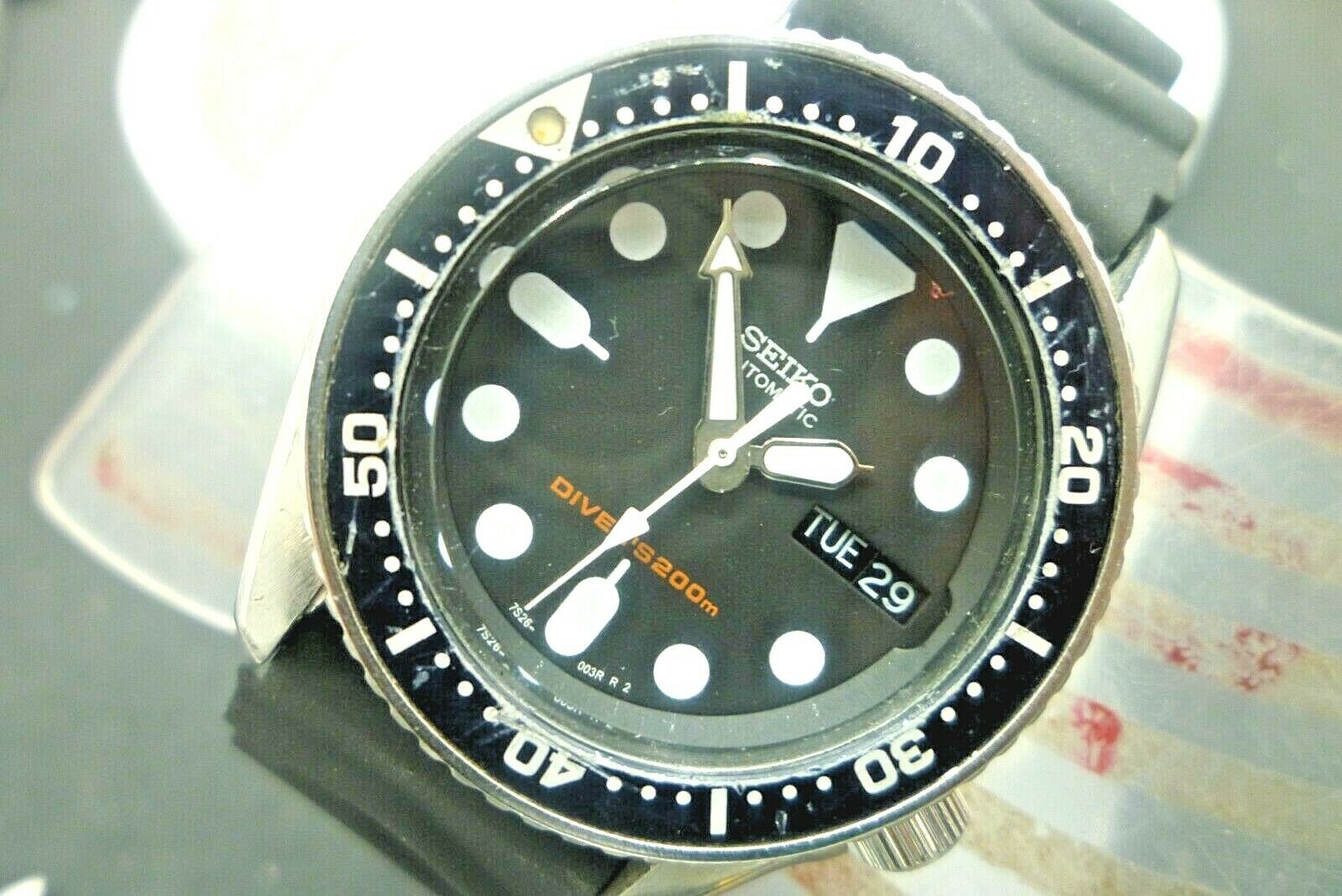 Mens 38mm SEIKO 200m Diver 7S26-0030 Automatic Black SKX013 Watch READ ...