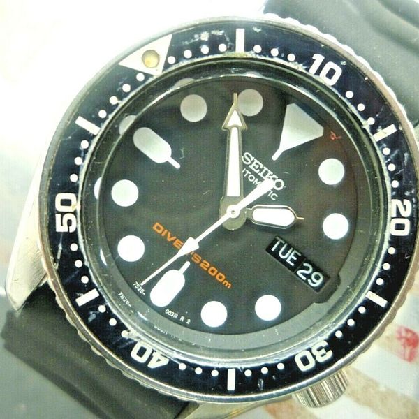 Mens 38mm SEIKO 200m Diver 7S26-0030 Automatic Black SKX013 Watch READ ...