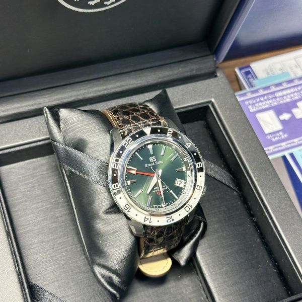 Grand Seiko Sport Green Dial GMT Steel Leather Strap Watch SBGJ239 B+P ...