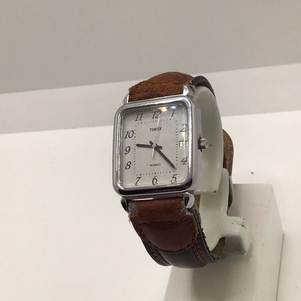 Vintage Timex Mens Silver Square Watch Works New Battery! | WatchCharts ...