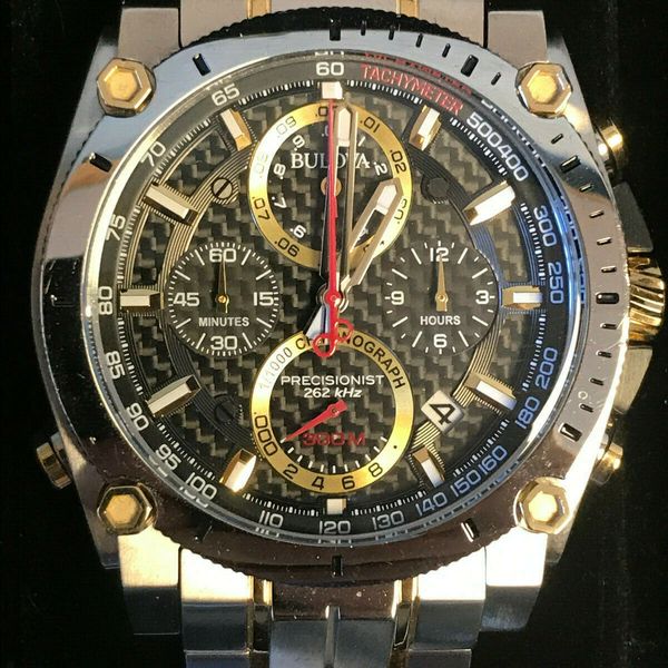 Bulova Precisionist Chronograph Black Dial Men's Watch 98B228 | WatchCharts