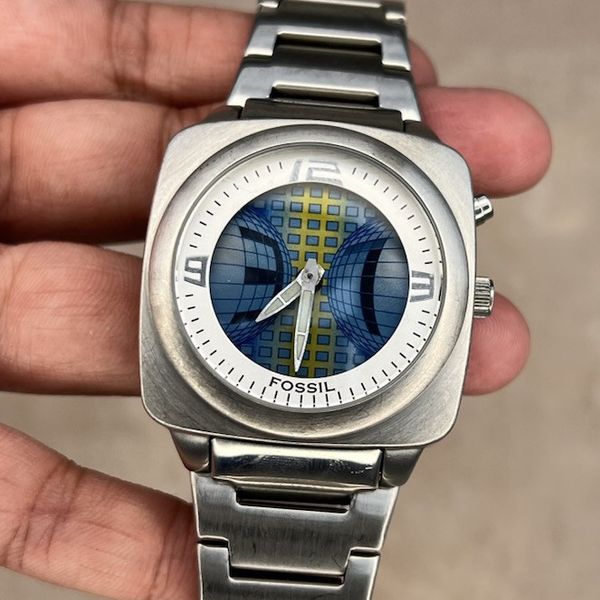 RARE y2k FOSSIL Big Tic BG-1022 Geometric Animated 3D Mesh, Box Tags New Battery | WatchCharts ...