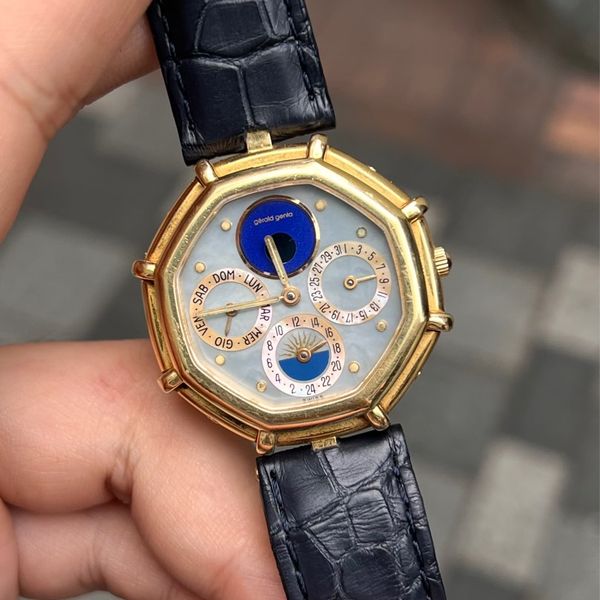 MOP LAPIS AUTO⚪️ Gerald Genta Success Automatic Calendar Moonphase GMT ...