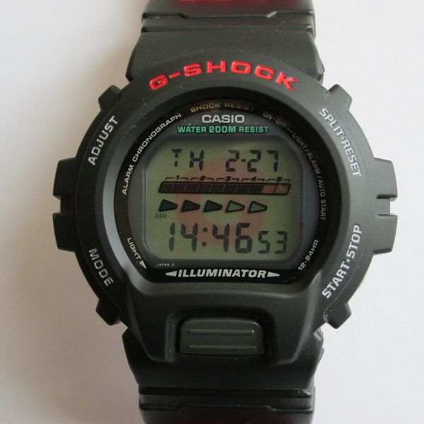 VINTAGE CASIO DW-6600 G-SHOCK RED G 20 BAR ILLUMINATOR CLASSIC DIGITAL ...
