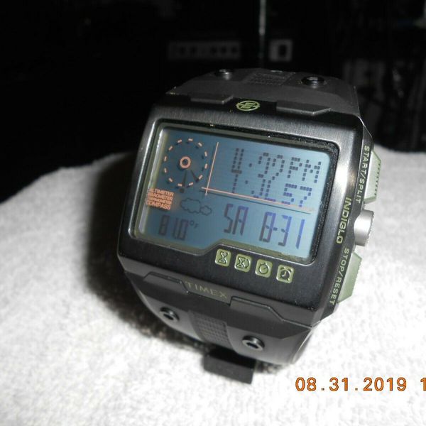 Timex Expedition WS4 Watch T49664 Black/Green Altimeter Compass ...