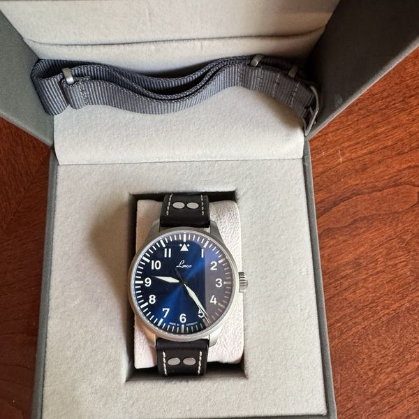 Laco Pilot Men's Wristwatch Augsburg 42mm Blue with Leather and NATO ...