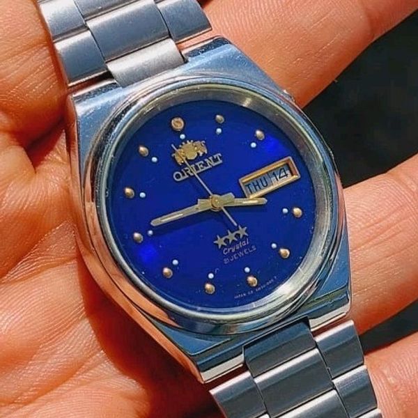 Vintage ORIENT Automatic WATCH Crystal Tri Star 21 Jewels blue Dial ...