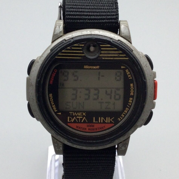 Vintage Timex Microsoft Data Link Digital Watch Men Gray Black 1995 New ...