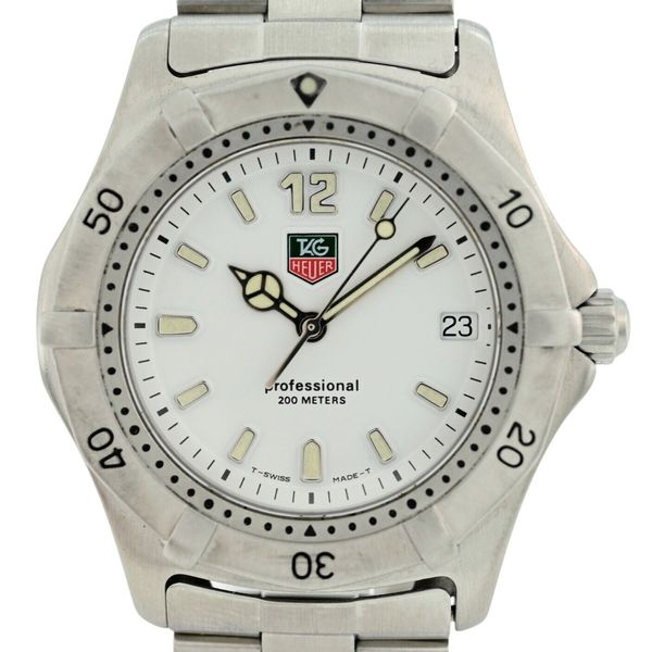 Vintage Men's 38mm Tag Heuer White Dial Professional 2000 Series Watch! WK1111! | WatchCharts ...