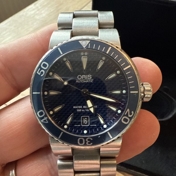 Oris TT1 7533 200m Diver S/Steel xtra strap A/matic Watch rare blue ...