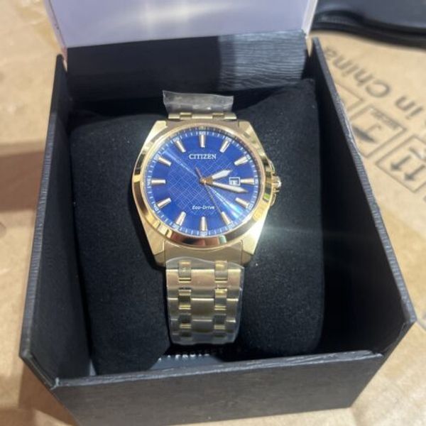 Citizen Eco-Drive Peyten Gold Tone Stainless Blue Dial Watch BM7532-54L ...