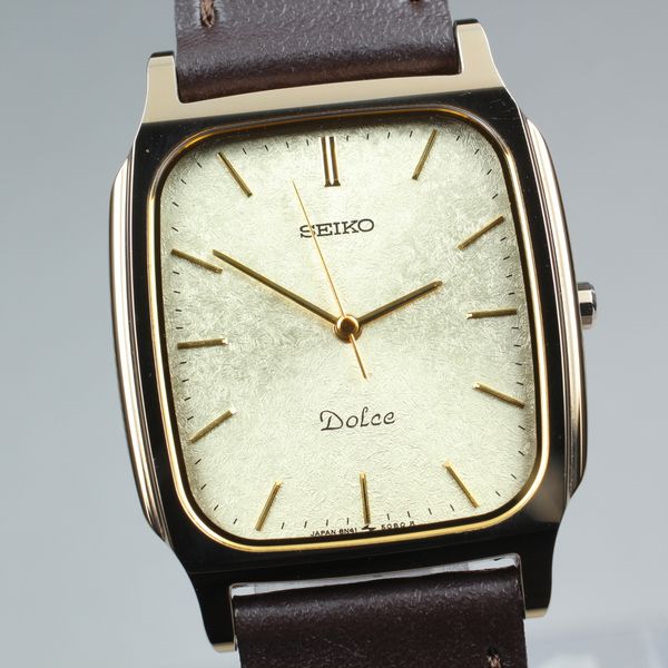 Vintage [N MINT] SEIKO Dolce 8N41-5070 Gold Dial tank Qz Men's Watch From JAPAN | WatchCharts ...