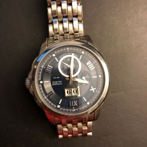 Citizen Eco-Drive Men's Blue Face Watch CTZ-A8121 date window roman ...