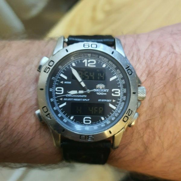 Vintage Orient Vz00-C0 Cockpit Ana-Digi Alarm Chronograph watch Japan ...