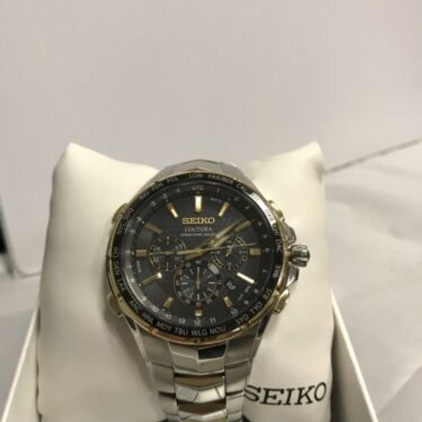 Seiko Men's Coutura Two-Tone Stainless Radio Sync Solar Watch - SSG010 ...