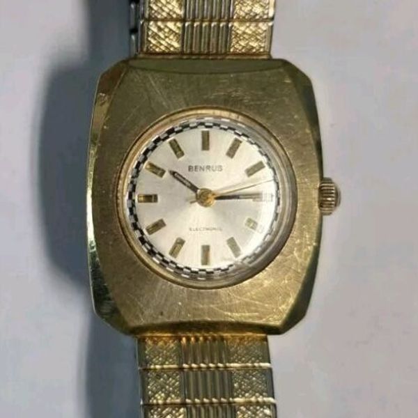 Vintage Benrus Electronic Men's Quartz Gold Tone Watch USED Working ...