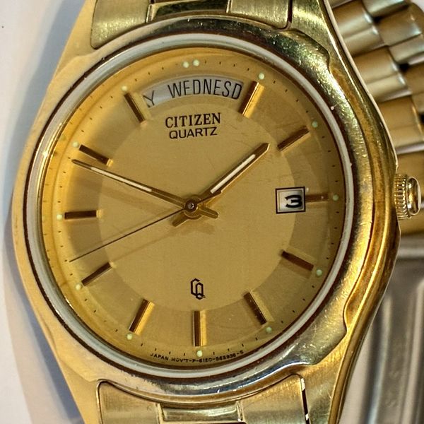 Citizen Mens Quartz Gold Tone Vintage Day Date Watch For Repair ...