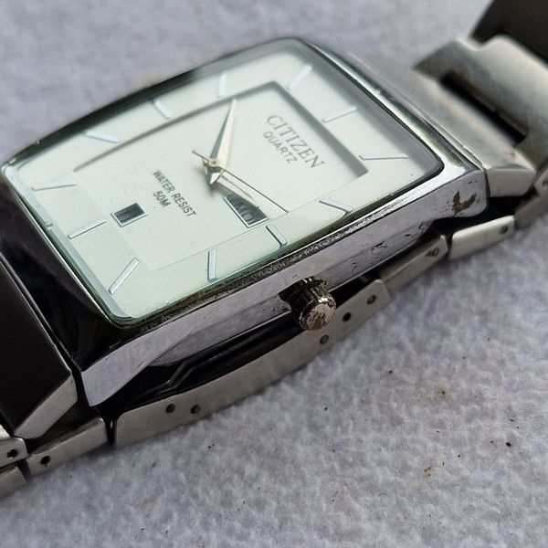 Vintage Citizen Quartz Men Rectangle Day Date Watch - SPARES/ REPAIR ...