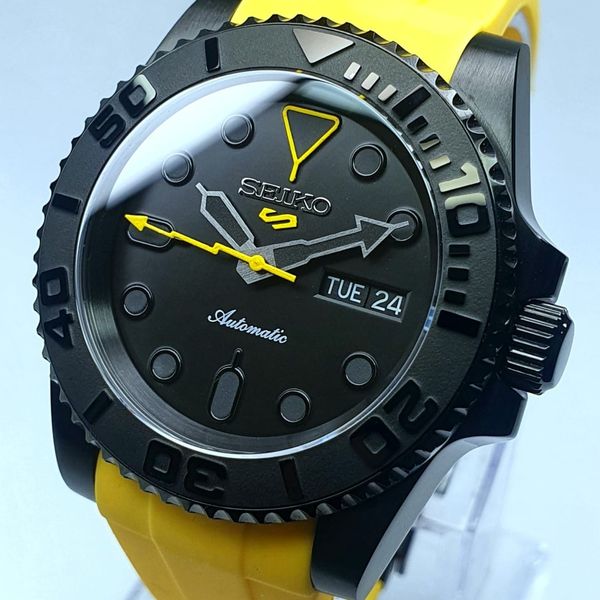 Bumblebee Mod Seiko NH36 Automatic Divers Watch Sapphire Ceramic ...