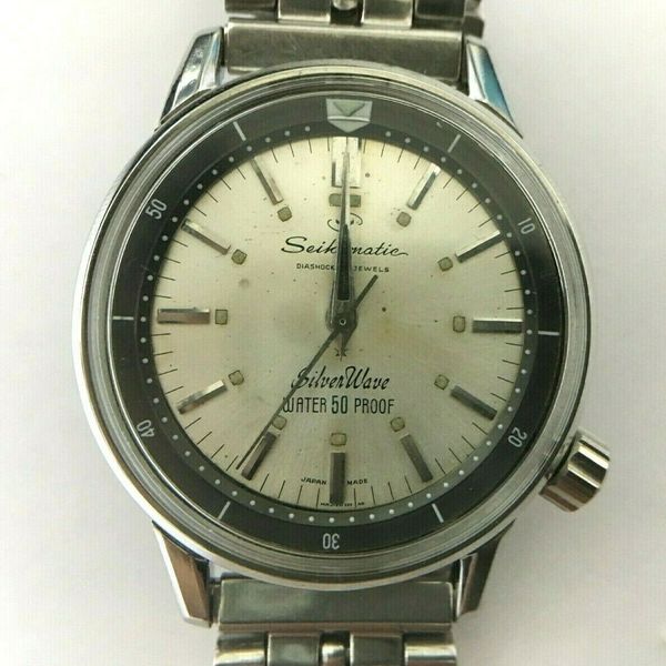 [w297] SEIKO Seikomatic Silver wave J12082 Vintage 20J Serviced VG ...