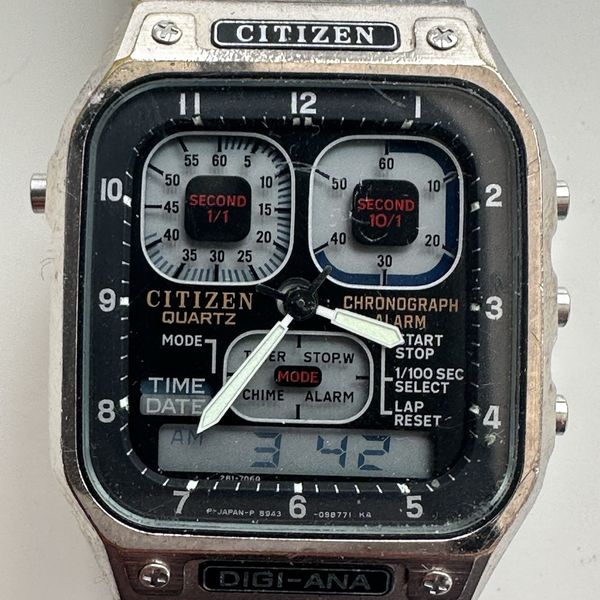 Rare Vintage Citizen DIGI-ANA 8943-083652 â Robot faceâ Chronograph ...