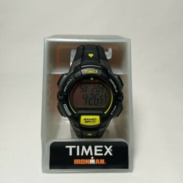 Timex Rugged 30 Ironman Black/Gray/Yellow Tone Rubber Band Watch T5K809 ...