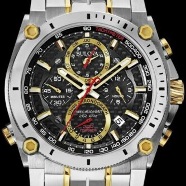 Bulova Precisionist Chronograph Black Dial Stainless Steel Men's Watch ...