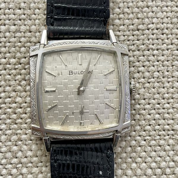 Vintage 10k Rolled White Gold Square Bulova Watch | WatchCharts Marketplace
