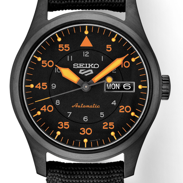 New Seiko 5 Sports SRPH33 Automatic Black Dial Strap Pilots Men's Watch ...